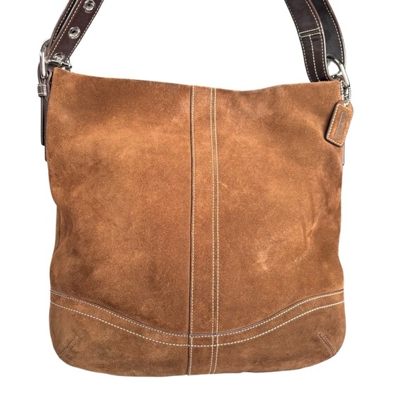 Coach | Bags | Coach Y2k Brown Suede Leather East West Duffel Shoulder ...